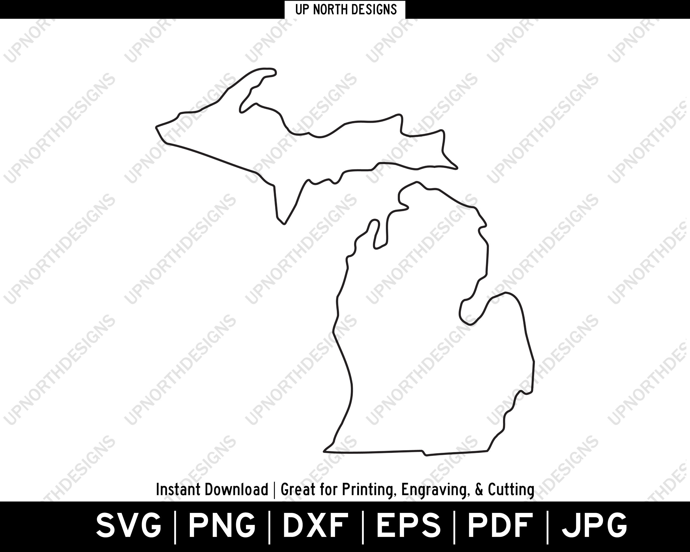 Simple Michigan Outline SVG File | MI Vector Cut File | Cricut Laser ...