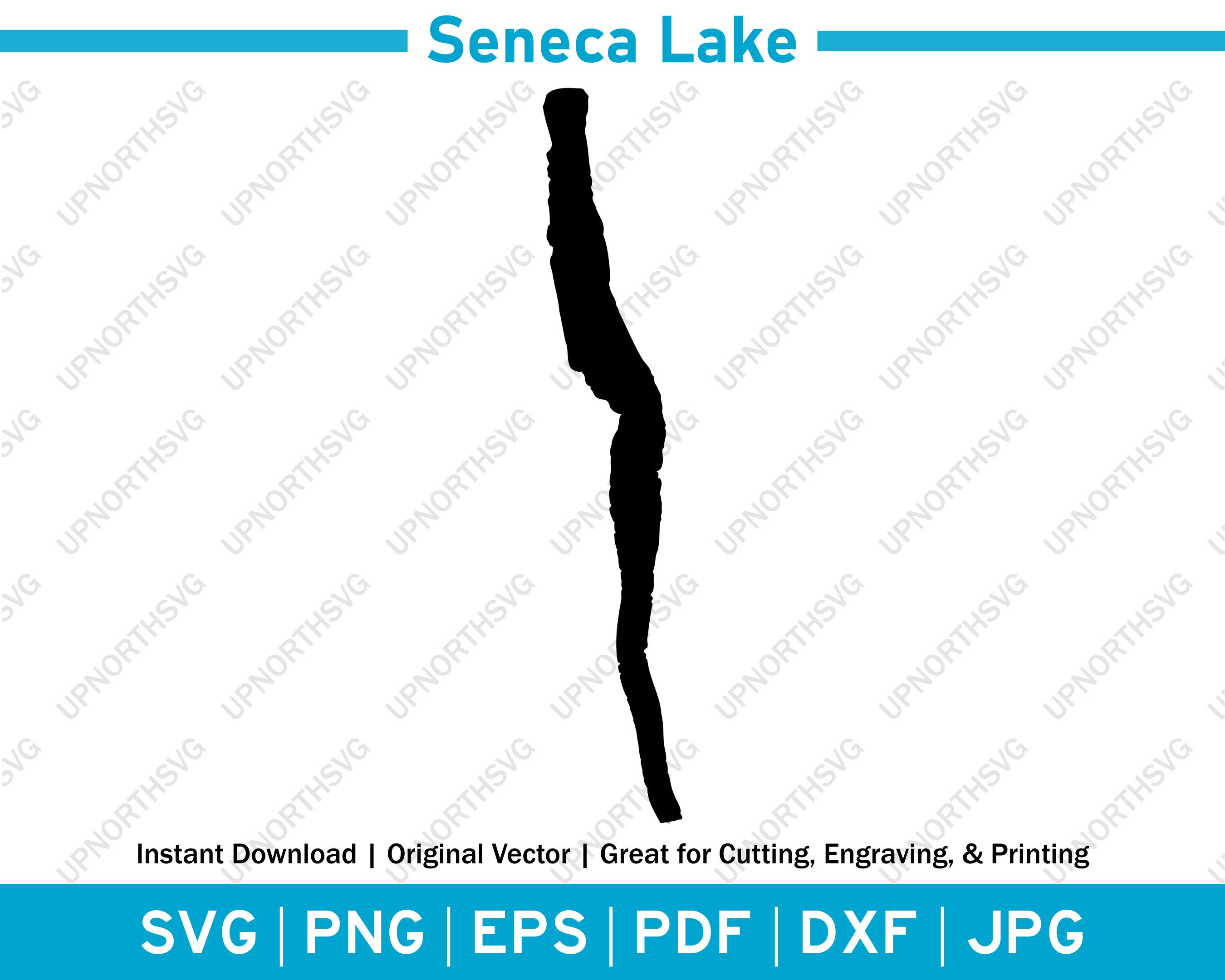 Seneca Lake New York Silhouette Map SVG Vector Graphic File Shape ...
