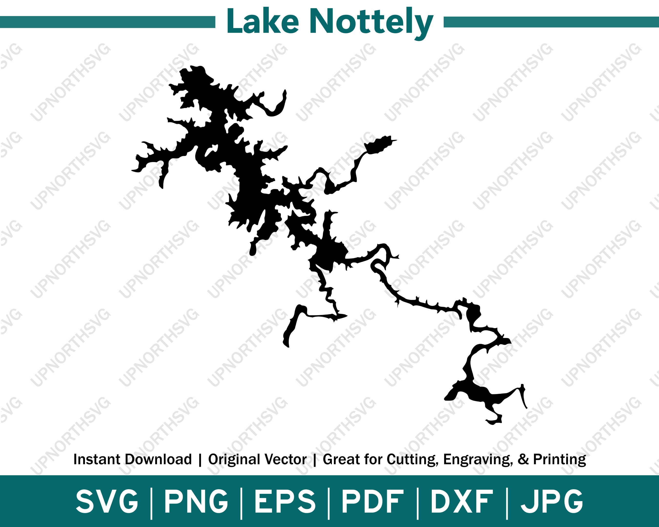 Lake Nottely Georgia Silhouette Map SVG Vector Graphic File Shape ...