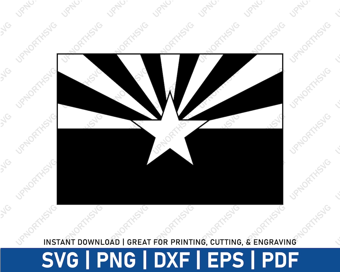 Arizona Flag Silhouette SVG File | Black and White AZ State Flag SVG ...