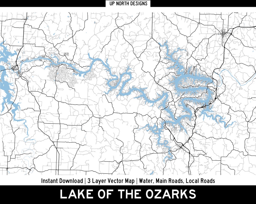 Lake of the Ozarks Roads & Water SVG Multi-layer Map | Streets ...