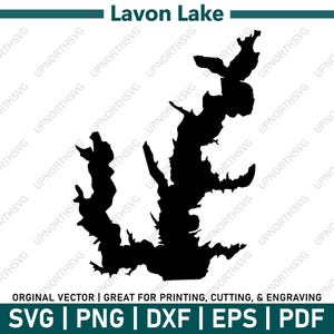 Lavon Lake Texas SVG Map Silhouette Vector Graphic File Shape Outline ...