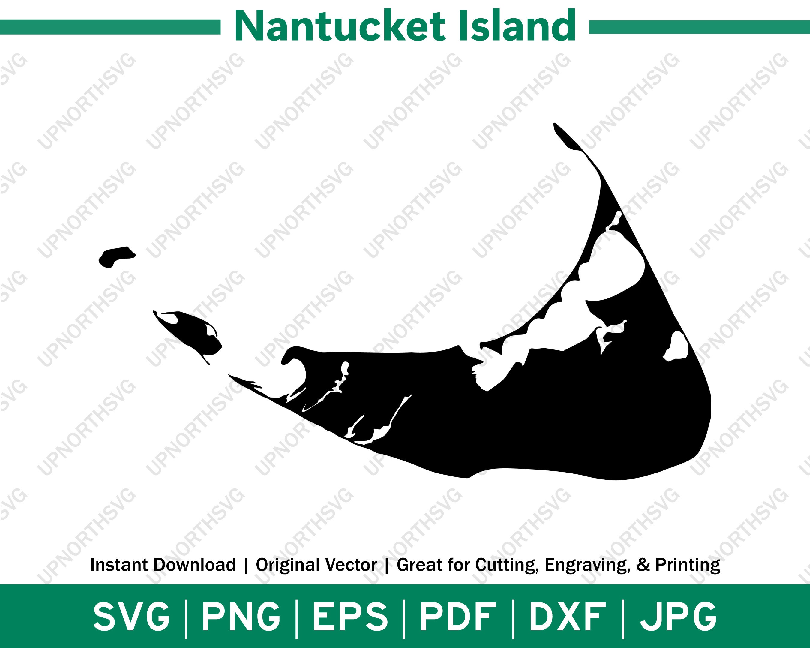 Nantucket Island Silhouette Map | Massachusetts SVG Vector Graphic File ...