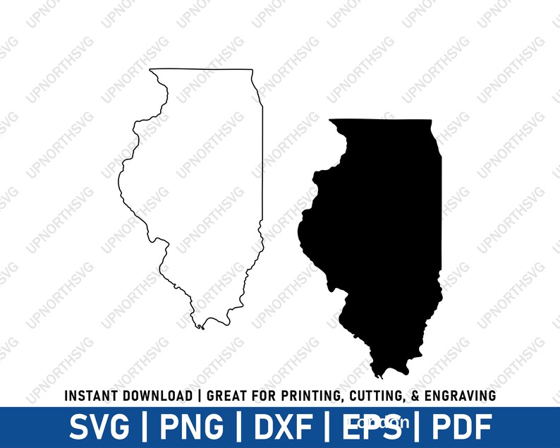 Illinois Outline & Silhouette Shape SVG File | Simple IL Vector Map ...