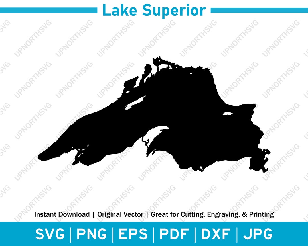 Lake Superior Silhouette Map | SVG Vector Graphic File | Shape Outline ...