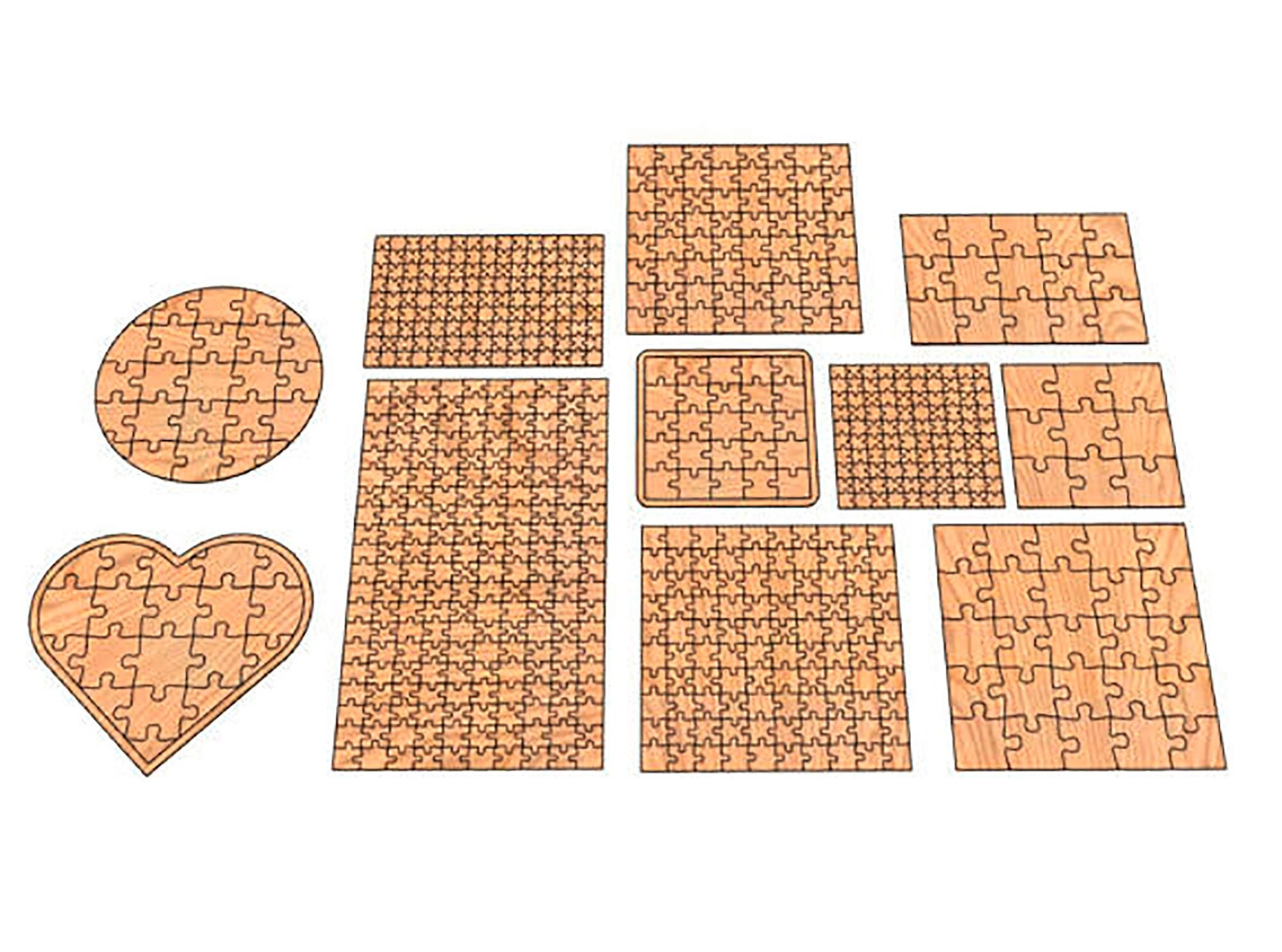 Laser Cut Puzzles Set of 11 SVG Bundle Glowforge Vector Laser Template ...