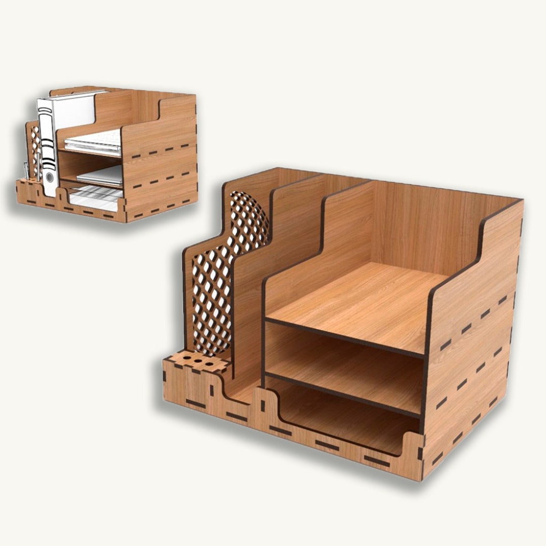 Laser Cut Desktop Organizer SVG Bundle Glowforge Wood Organiser for ...