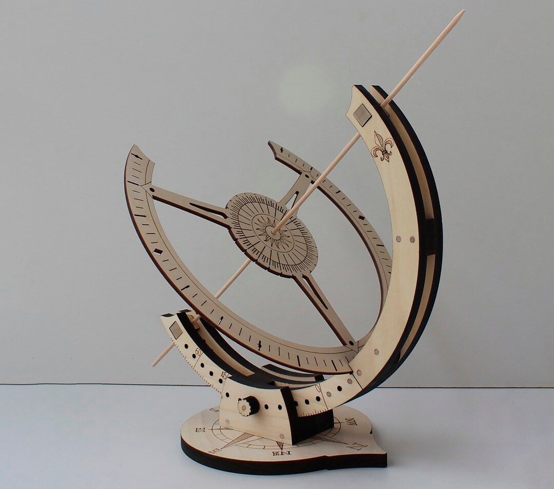 Laser cut mechanical sundial 3D model SVG bundle glowforge wood Sundial ...