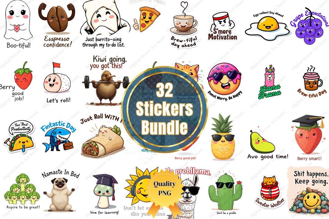 Funny Motivational Puns, Cute Sticker Designs, Vector Art Stickers ...