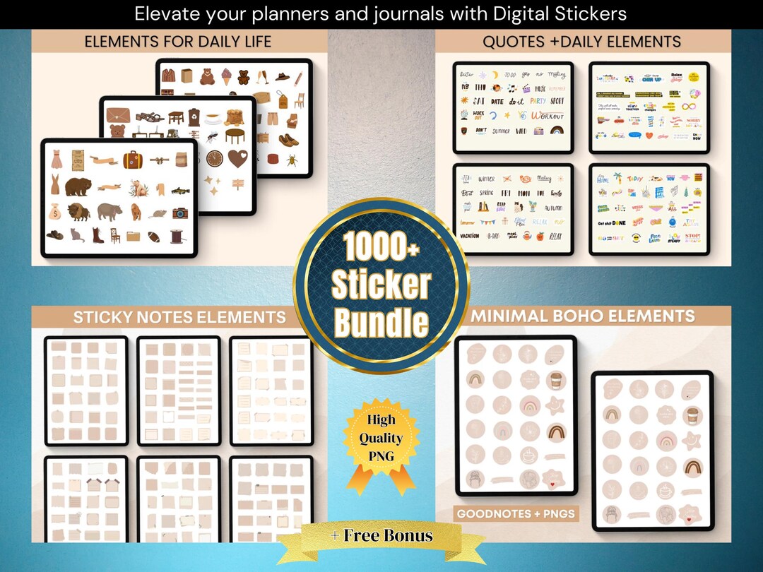 Boho Digital Stickers 1000 Mega Sticker Bundle Goodnotes, Notability ...