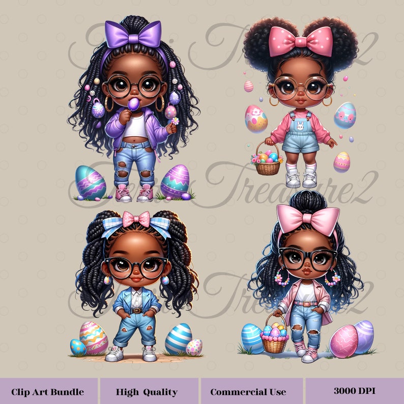 Easter Cute Girl PNG, 20 PNG, Easter Clipart, Black Girl Clipart ...