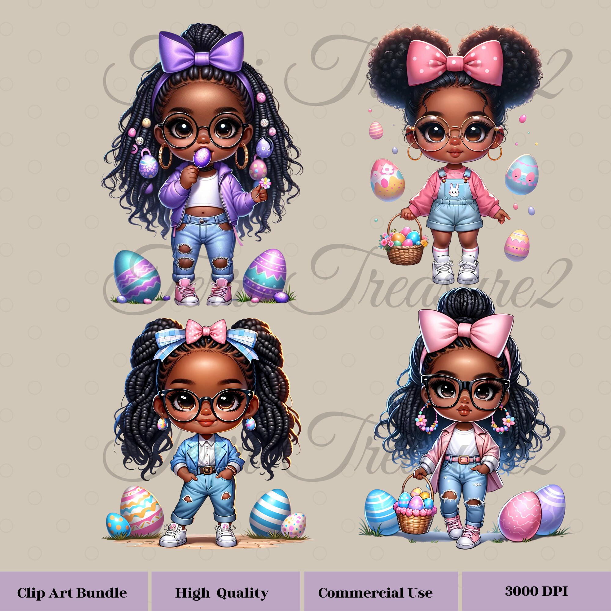 Easter Cute Girl PNG, 20 PNG, Easter Clipart, Black Girl Clipart ...