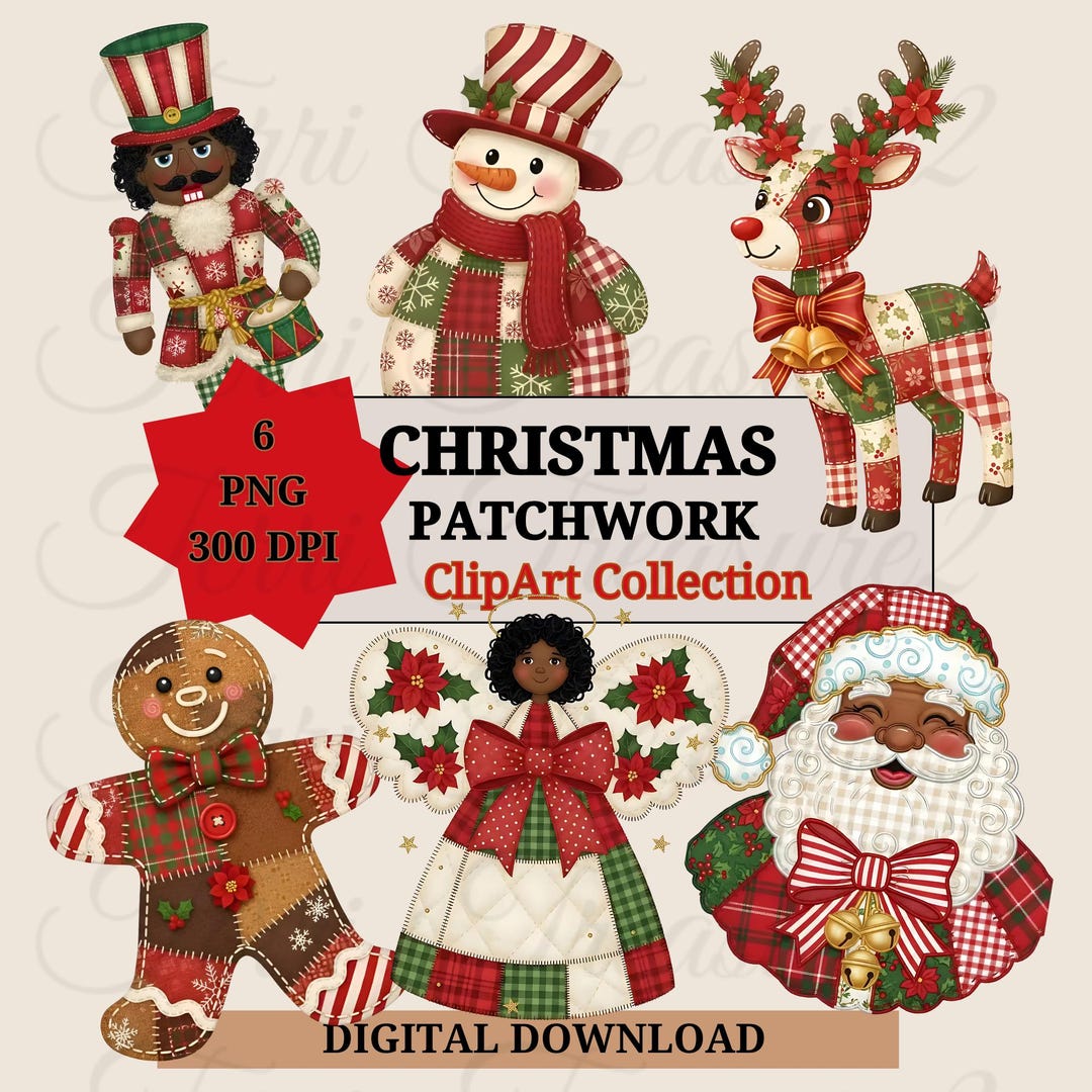 Patchwork Christmas Clipart Bundle, Holiday PNG (digital Download) - Etsy