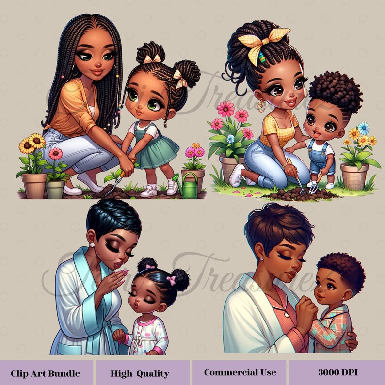 Mother's Day PNG, 14PNG, Mother Daughter Clipart, Black Mom Clipart ...