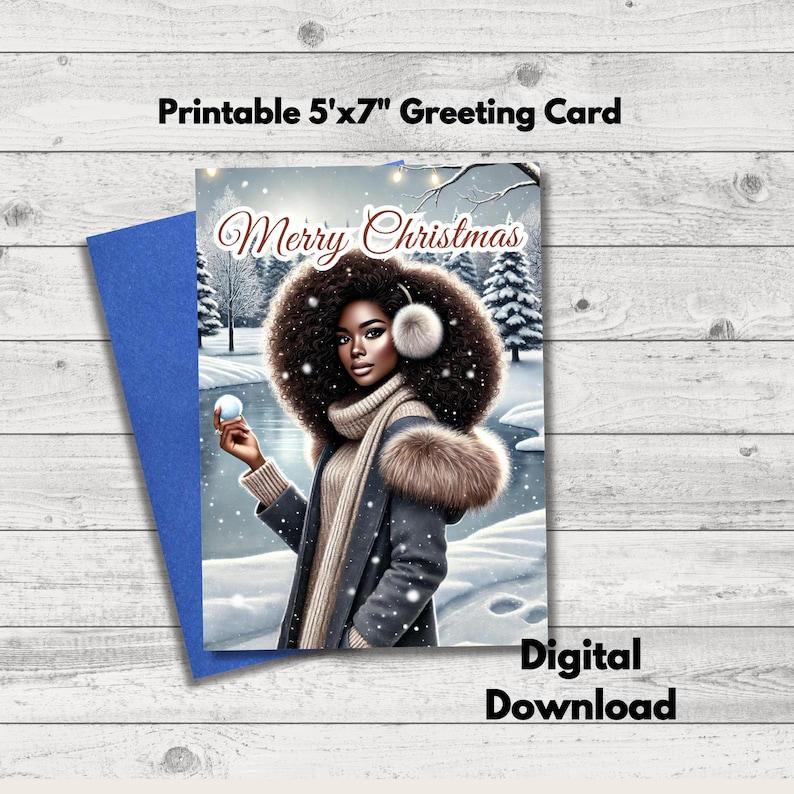Black Christmas Card Bundle, African American, Holiday Cards, Digital ...