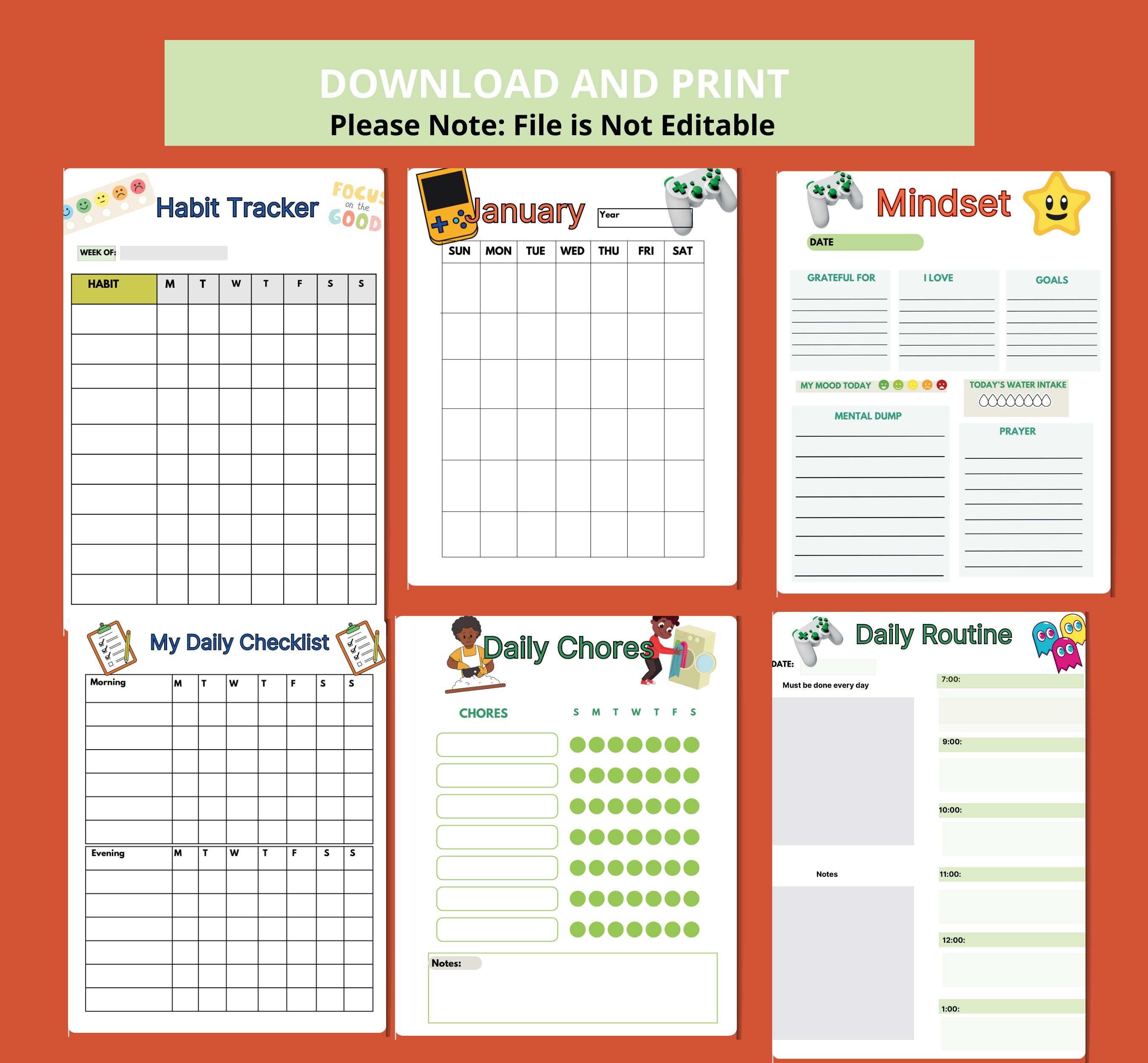 Kids Printable School Planner, Calendar, Kids Schedule, Kids Study ...