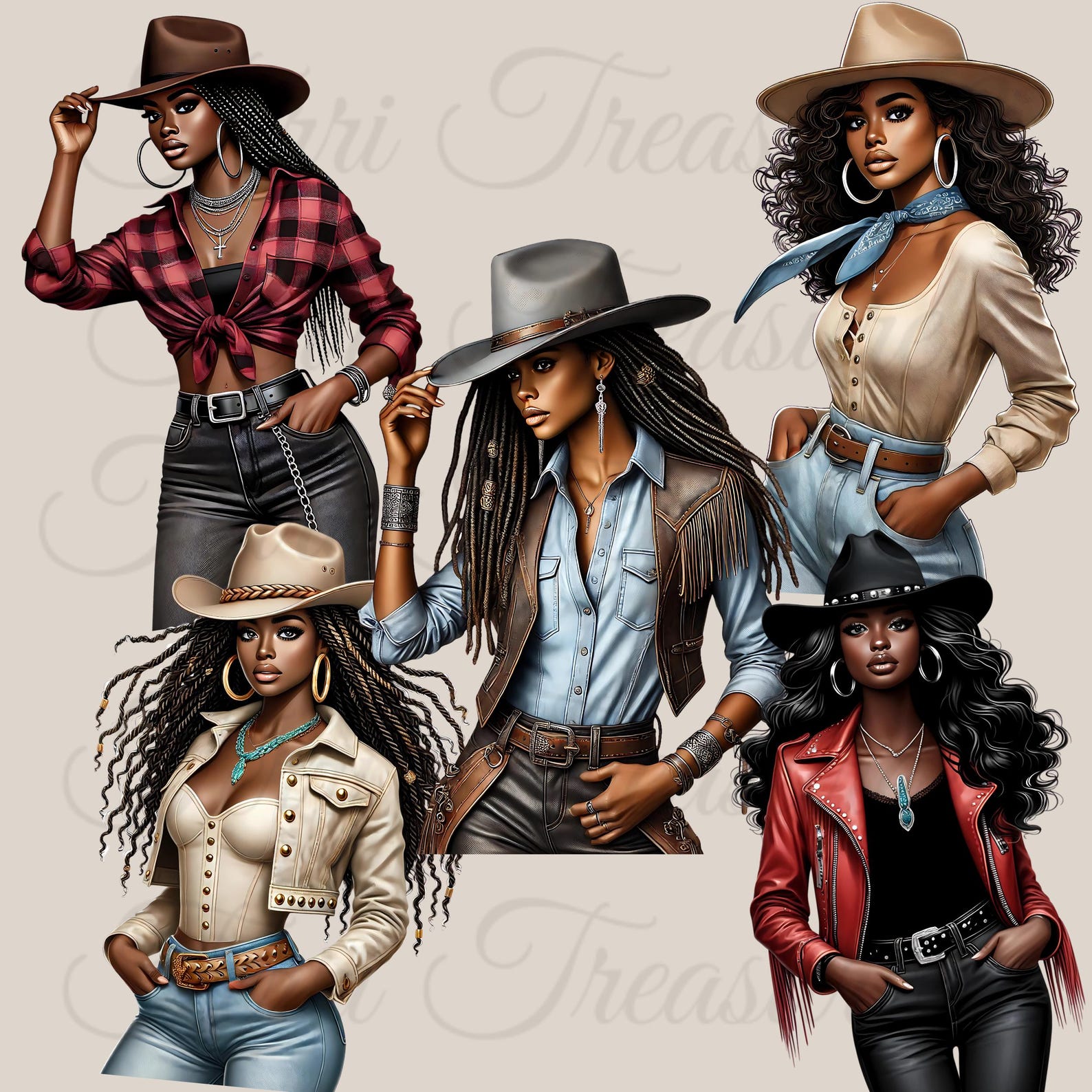 Beautiful Cowgirls Clipart, 16 Beautiful Black Cowgirls, Rodeo Black ...