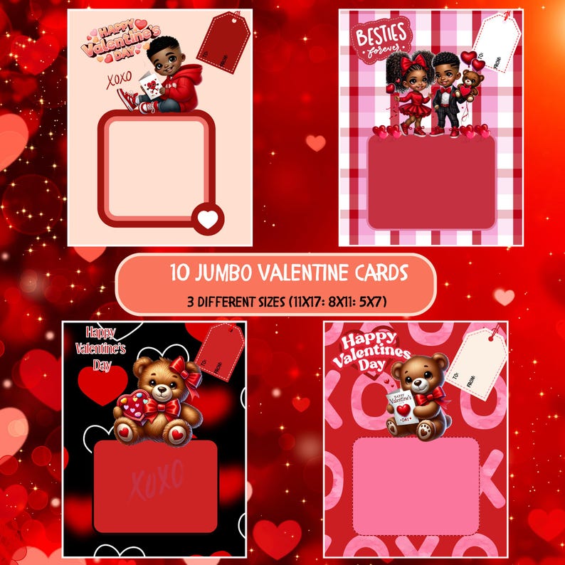 10 Jumbo Valentine Treat Cards - 5x7; 8x11 & 11x17 - DIY Valentine ...