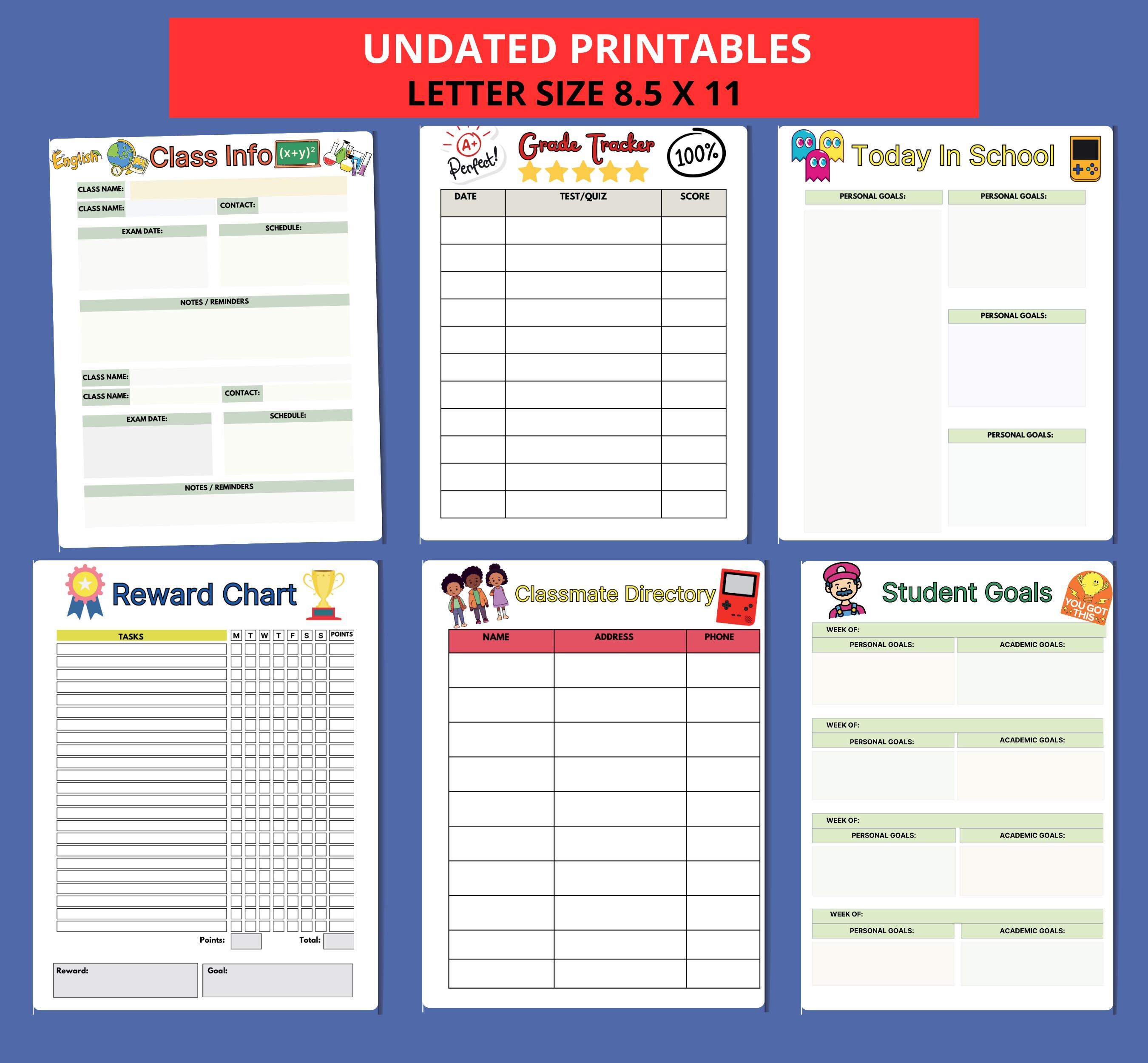 Kids Printable School Planner, Calendar, Kids Schedule, Kids Study ...