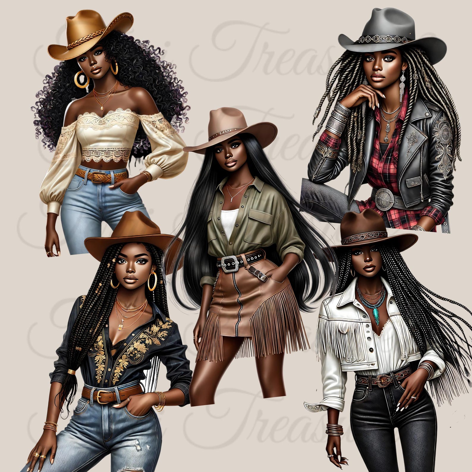 Beautiful Cowgirls Clipart, 16 Beautiful Black Cowgirls, Rodeo Black ...