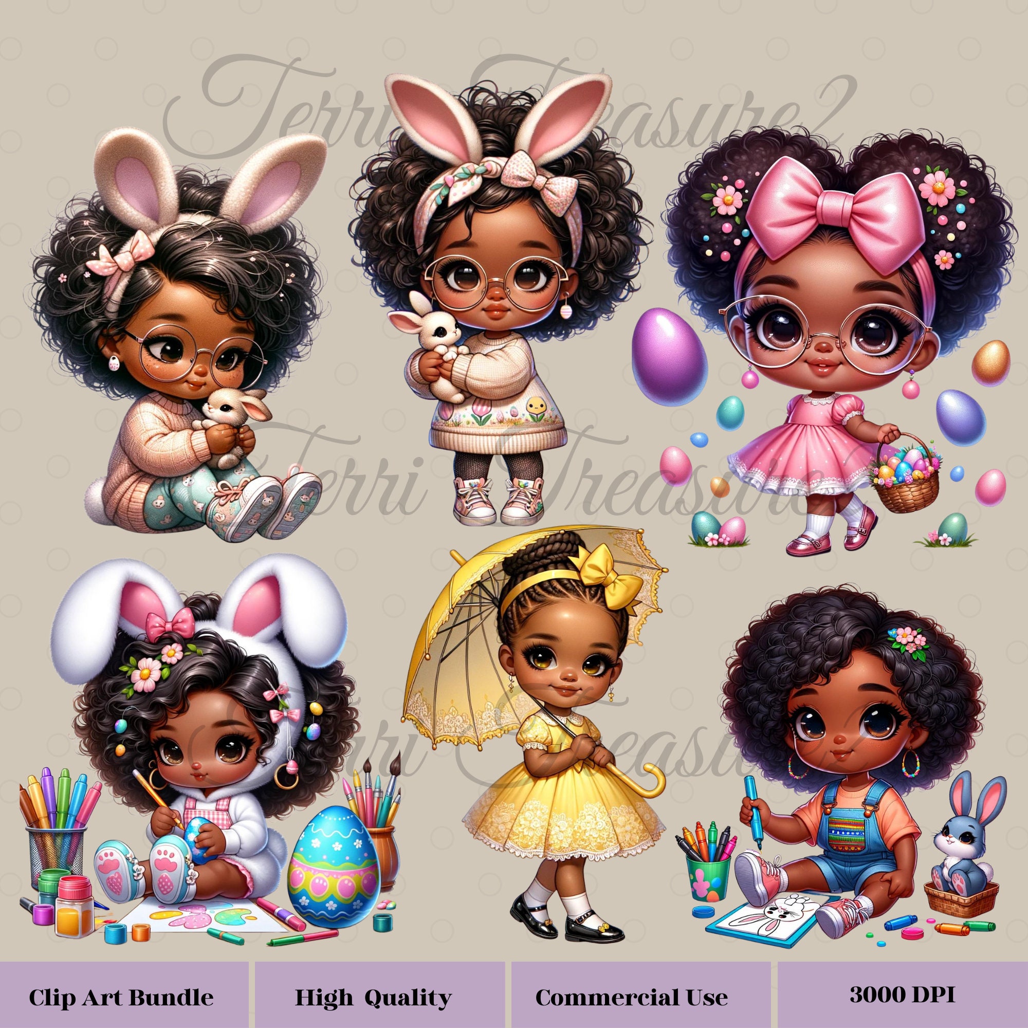Easter Cute Girl PNG, 20 PNG, Easter Clipart, Black Girl Clipart ...