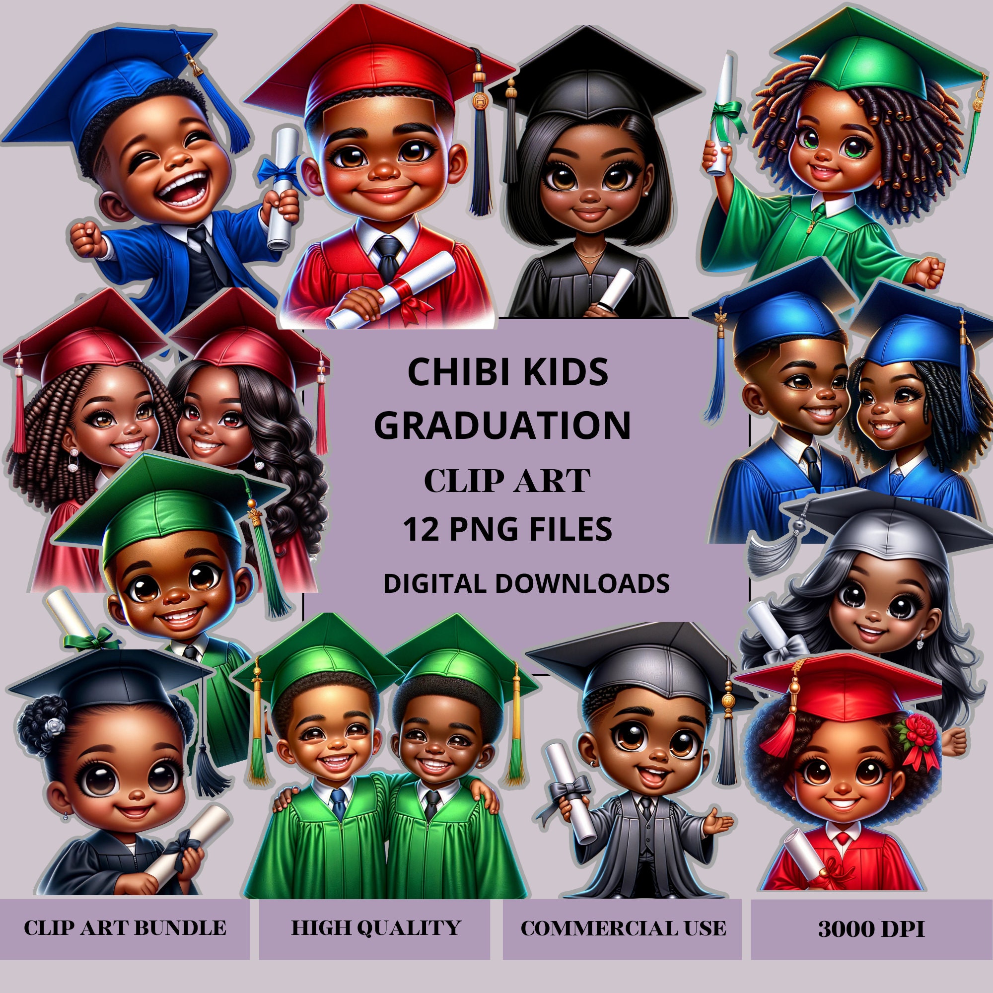 Graduation Chibi Kids, Graduation PNG, Graduation Clipart, Graduation ...