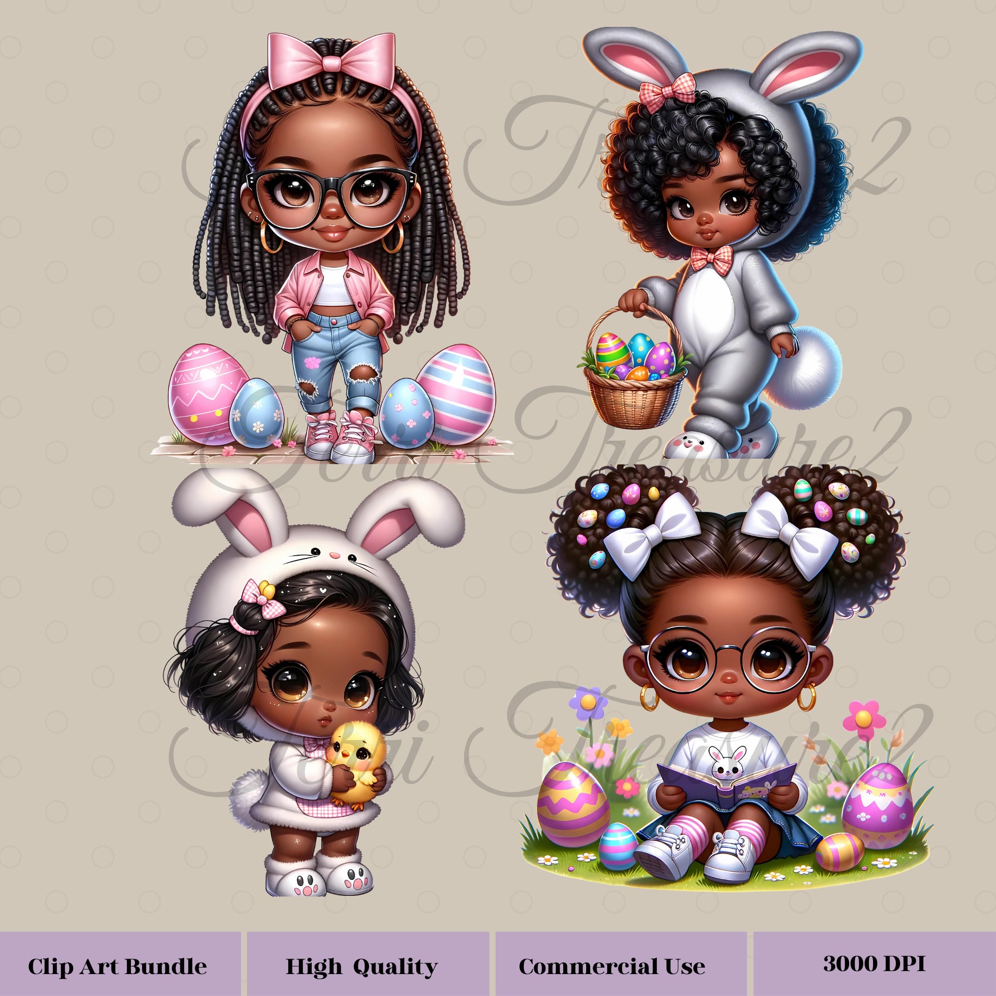 Easter Cute Girl PNG, 20 PNG, Easter Clipart, Black Girl Clipart ...