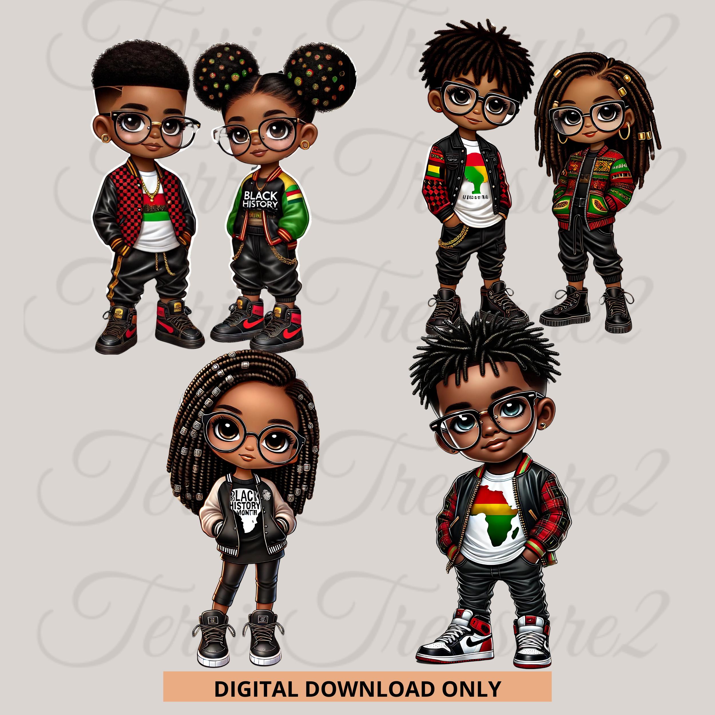 Black History, 18 Black History Chibi Kids PNG, Black History Clipart ...