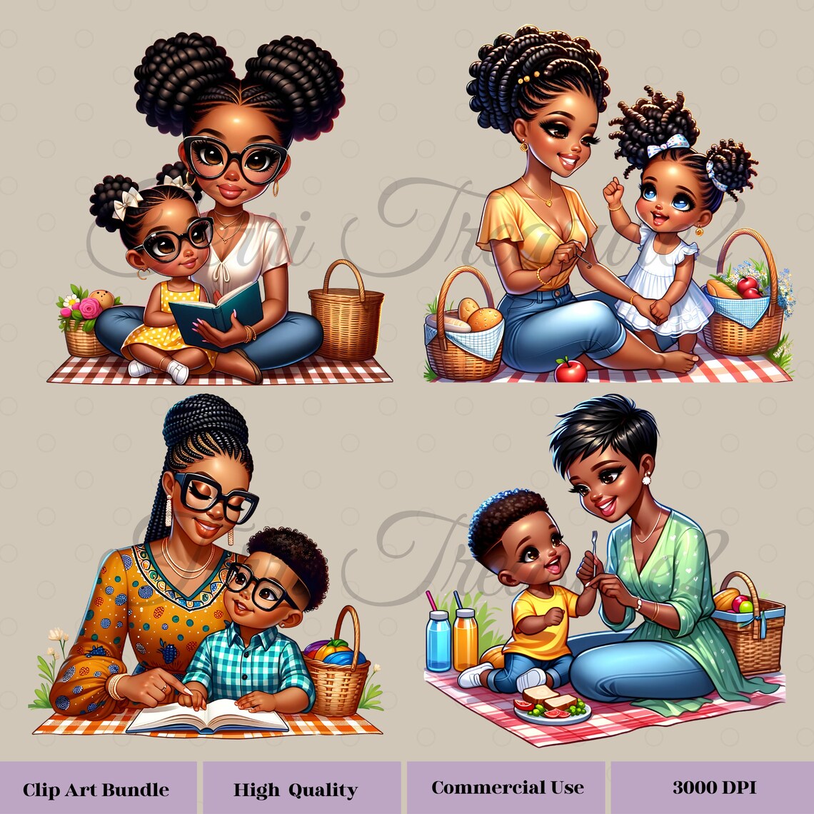 Mother's Day PNG, 14PNG, Mother Daughter Clipart, Black Mom Clipart ...