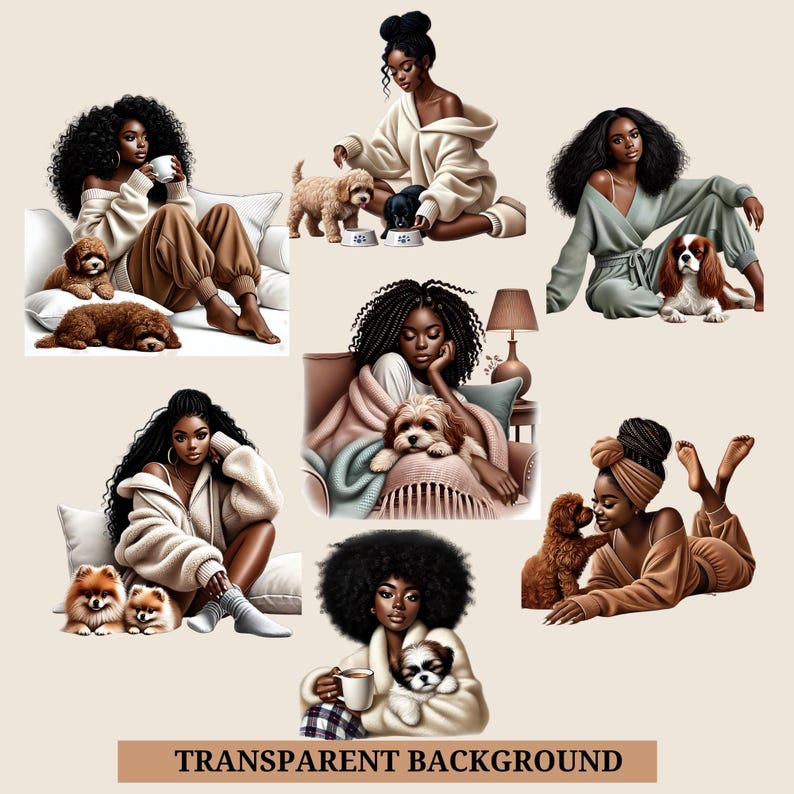 Dog Mom Clip Art, African American Women, Dogs PNG (digital Download ...