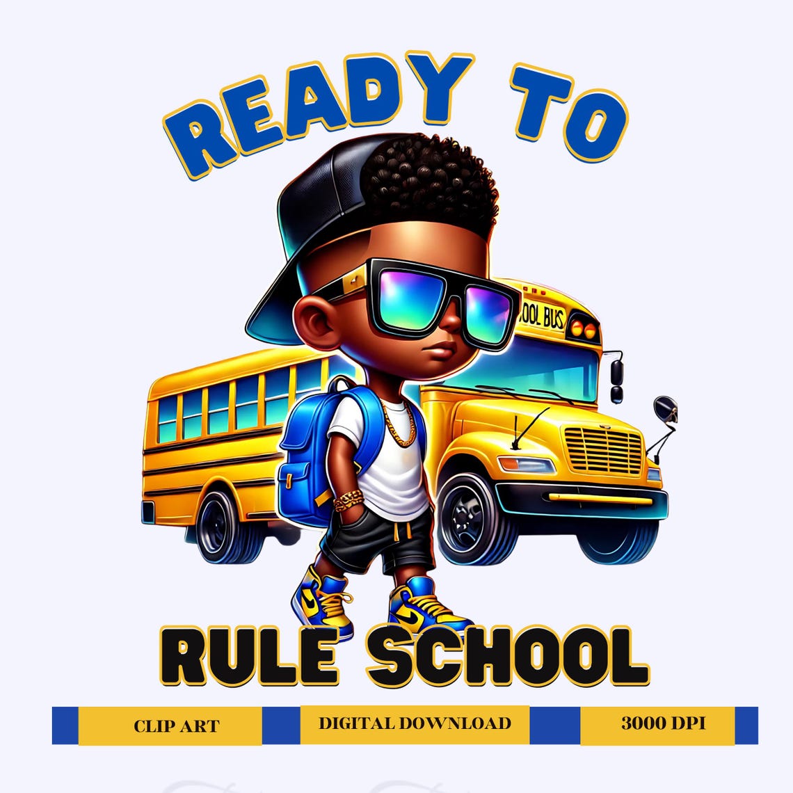 Back to School African American Boy Sublimation PNG, Ready to Rule ...