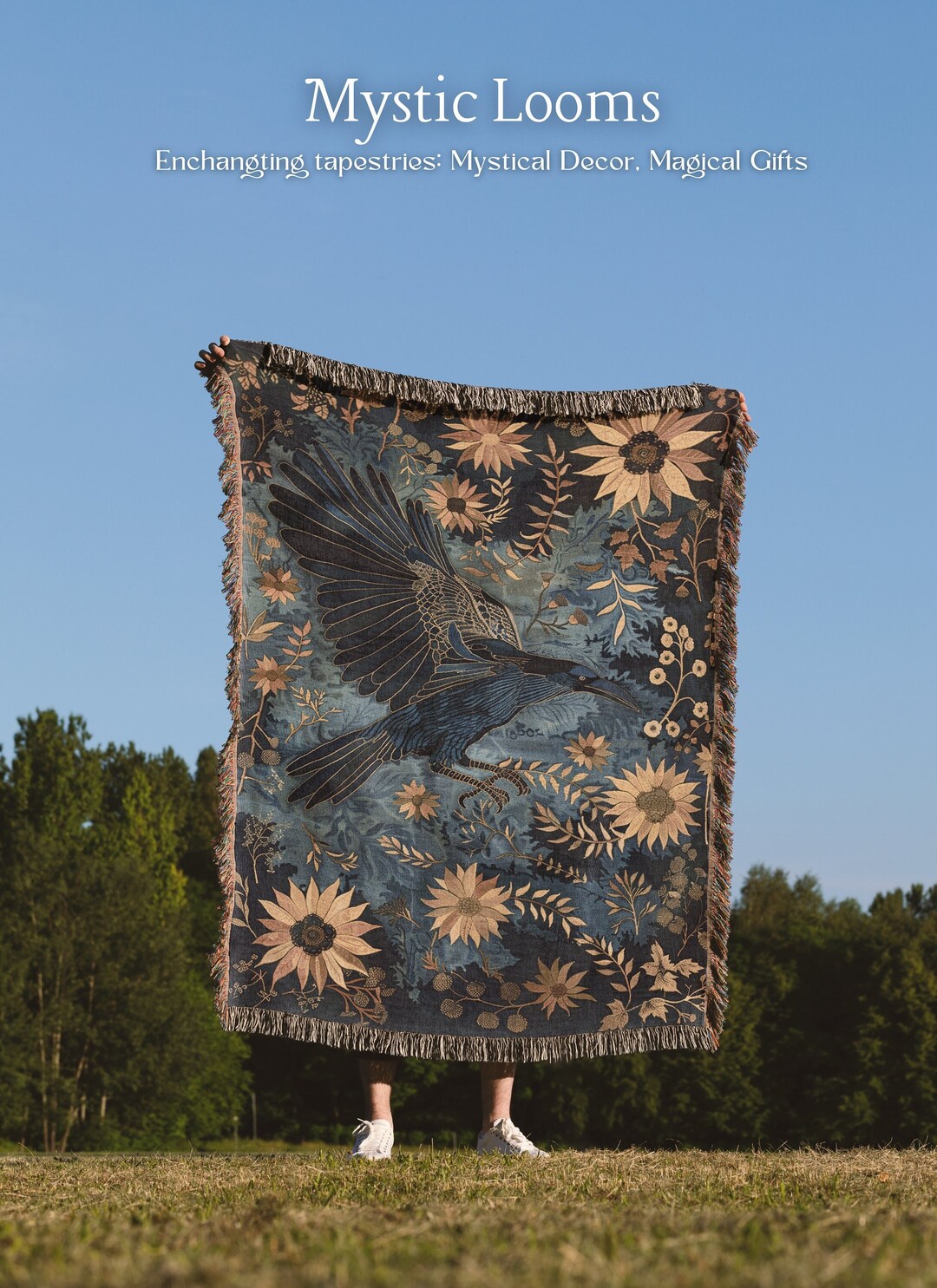 Crow Tapestry Crowcore Woven Throw Tapestry Victorian Goth Whimsigoth ...