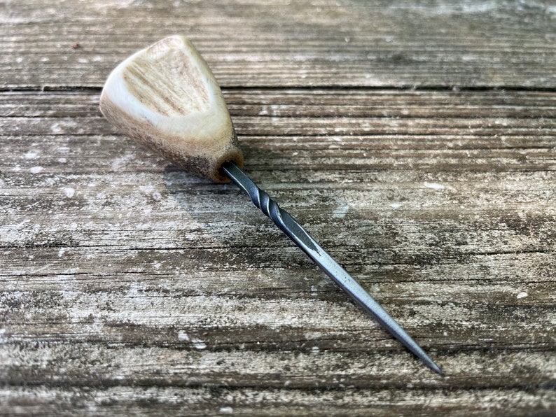 Forged Leather Awl W/ Antler Handle - Etsy