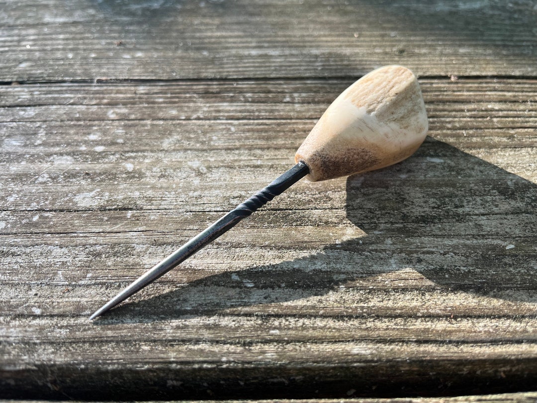 Forged Leather Awl W/ Antler Handle - Etsy
