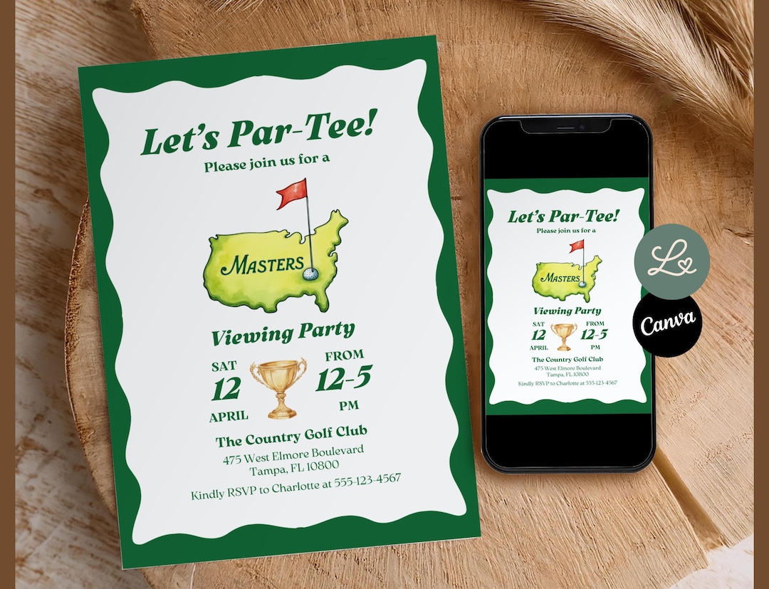 Masters Viewing Party Invitation Golf Masters Party Theme Let's Par-tee ...