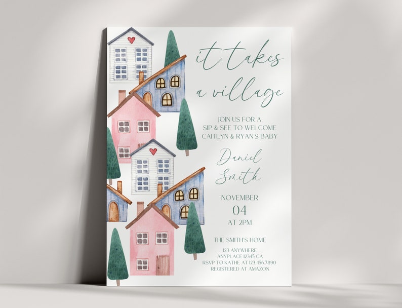 It Takes A Village Baby Shower Invite It Takes A Village Invitation ...