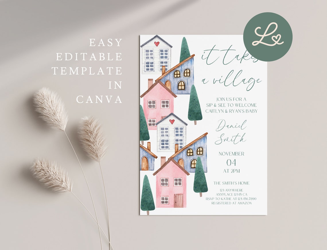 It Takes A Village Baby Shower Invite It Takes A Village Invitation ...