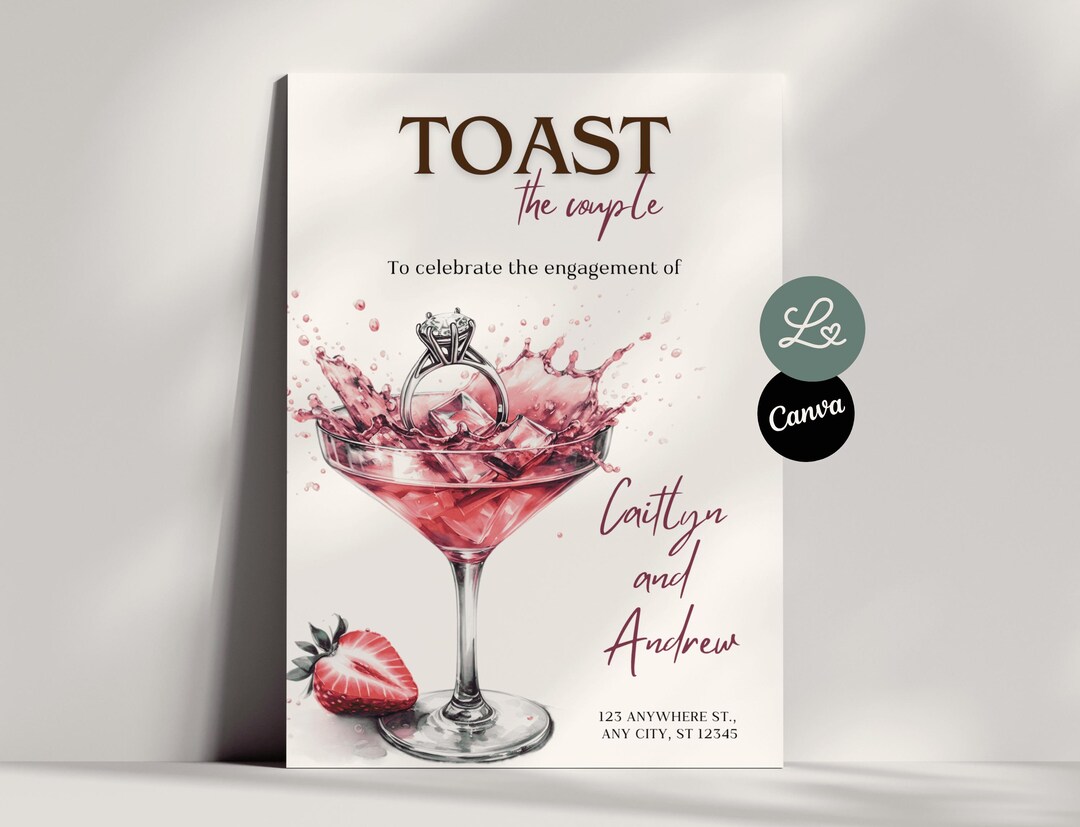 Toast the Couple Engagement Party Invitation Champagne Tower Cocktail ...