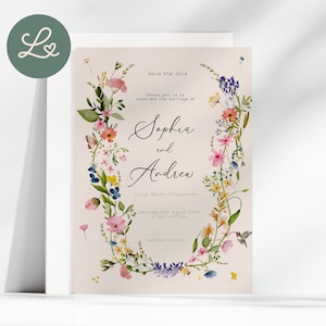 Boho Wildflower Wedding Invitation Boho Floral Wedding Save the Date ...
