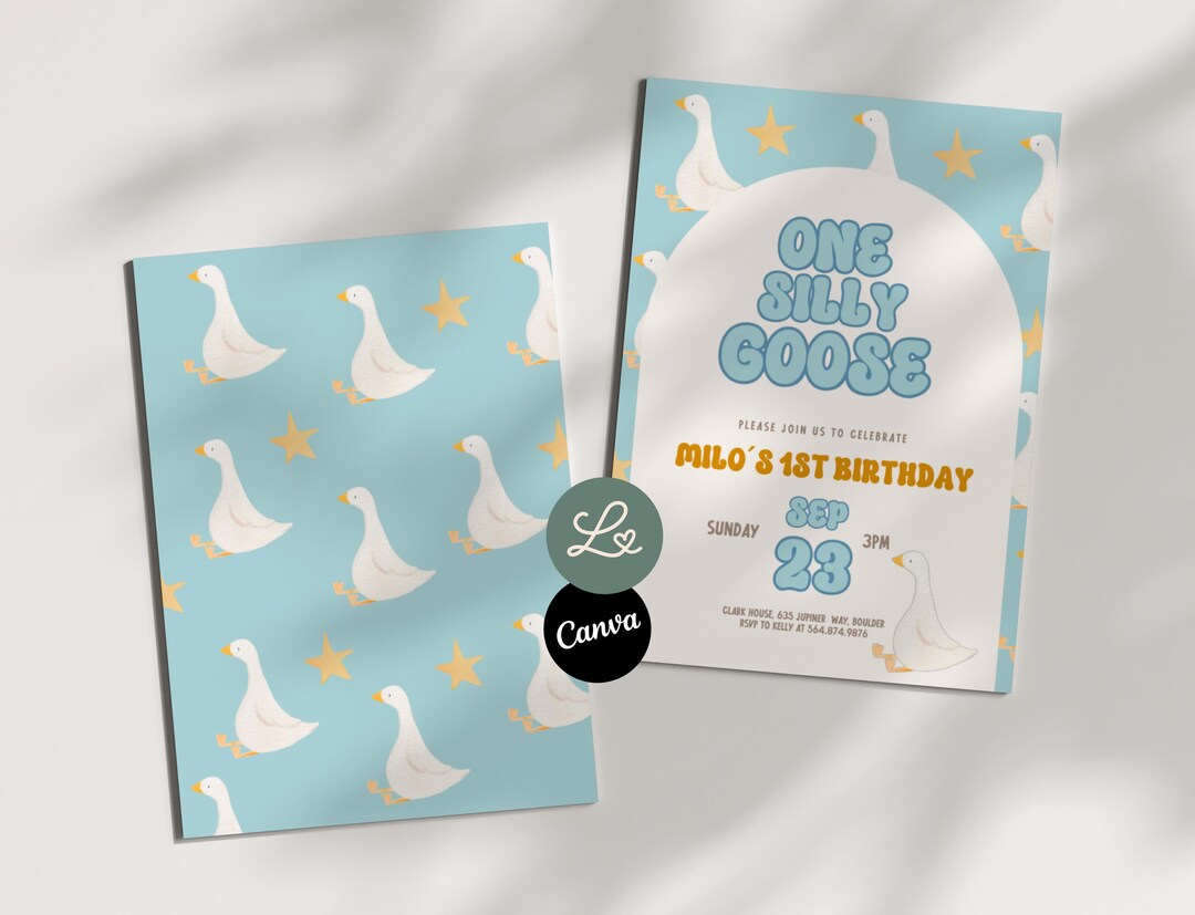 First Birthday Silly Goose Birthday Invitation Silly Goose Invitation ...