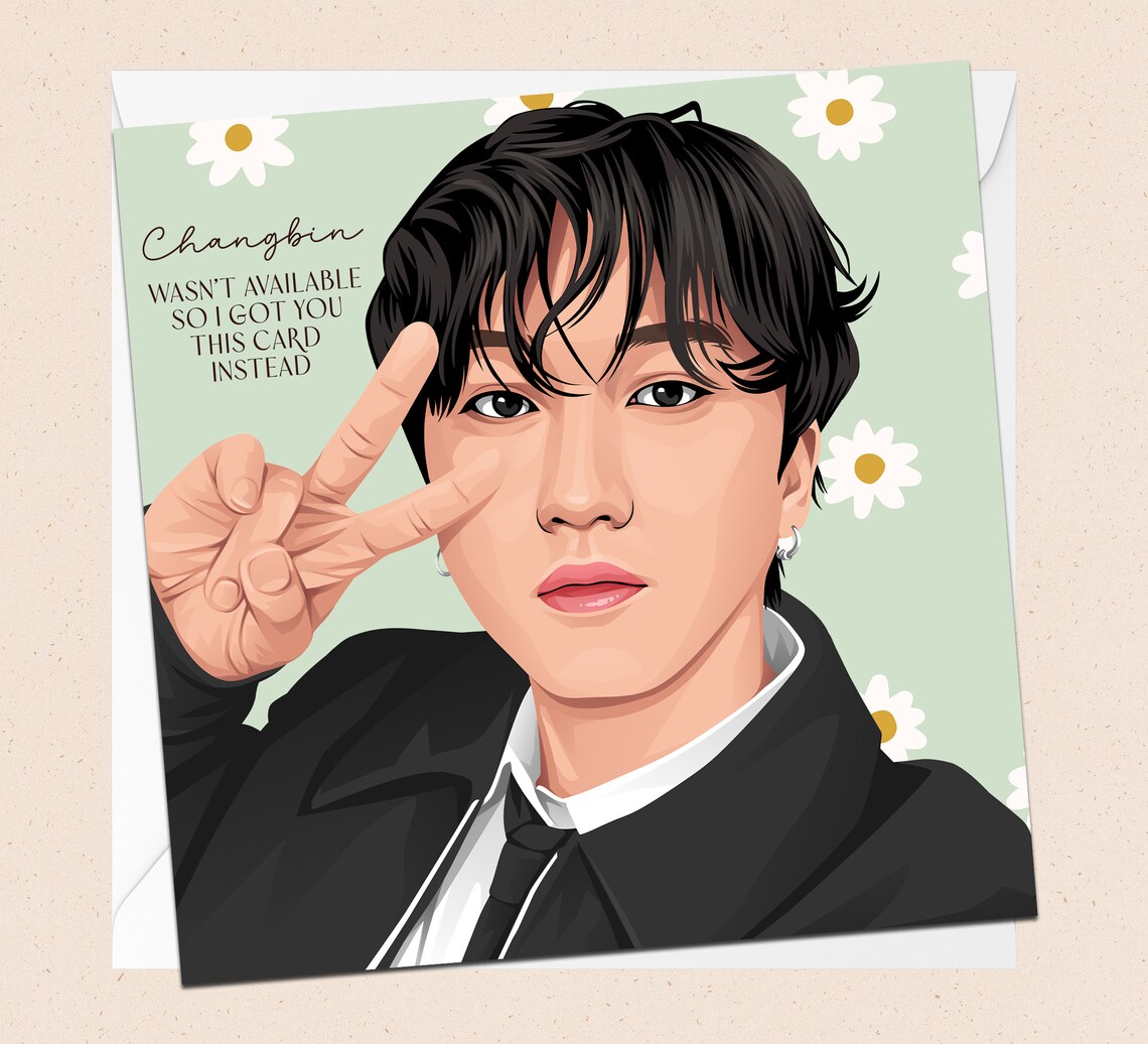 Changbin From Stray Kids Greetings Card With Envelope K-pop Birthday ...
