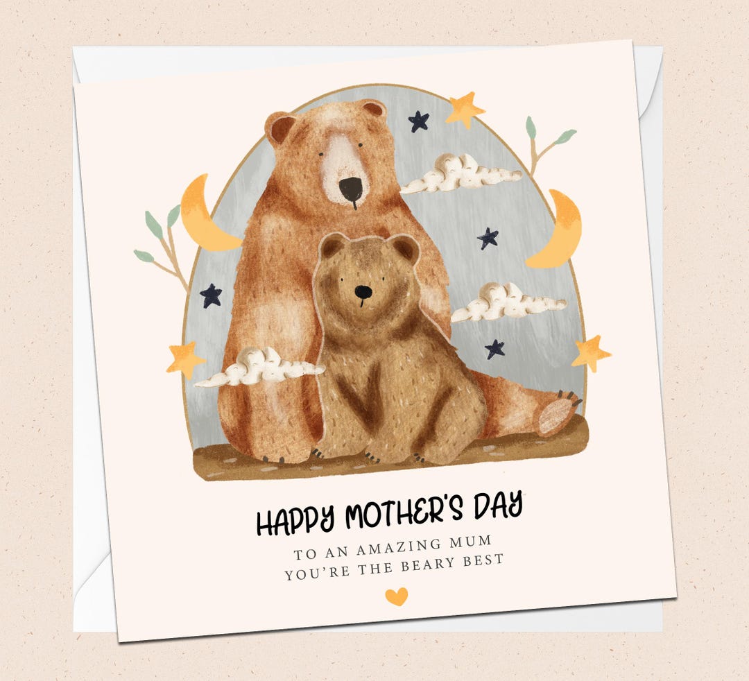 Happy Mother's Day - Beary Best Mum - Bear - Cute - Dad - Mumma - Mummy ...