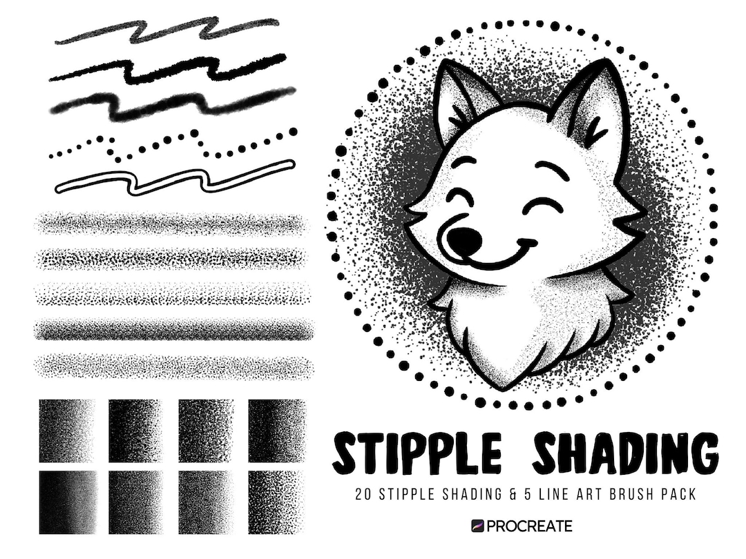 25 Stipple Shading Brush Set for Procreate, Procreate Tattoo Brushes ...