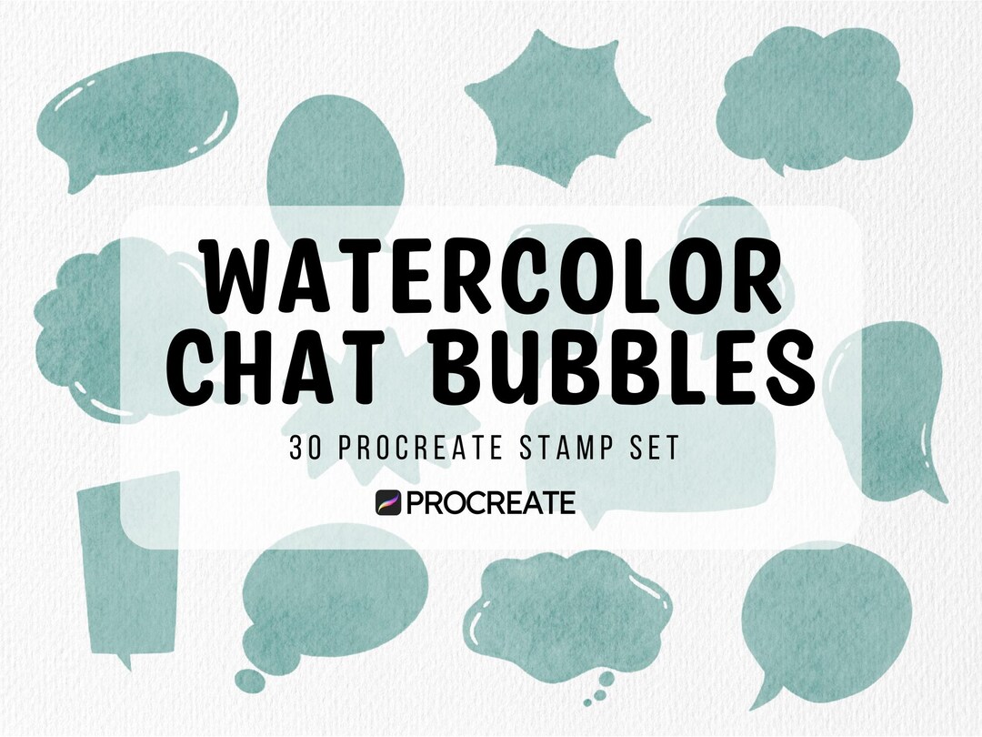 30 Watercolor Chat Bubbles Stamp Set for Procreate, Speech Bubble Stamp ...