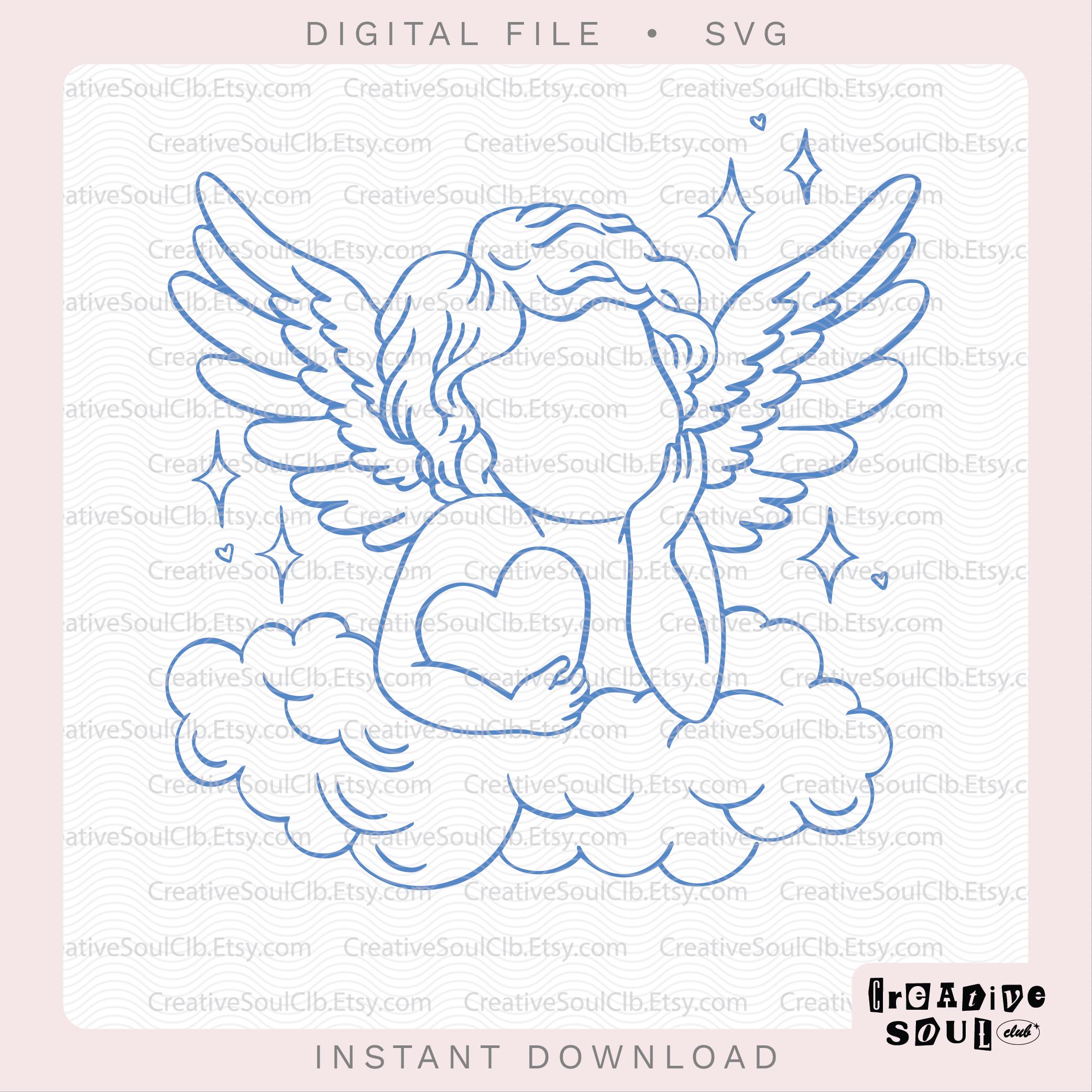 Cherub With Heart SVG, Angel Holds a Heart SVG, on Cloud Nine SVG ...
