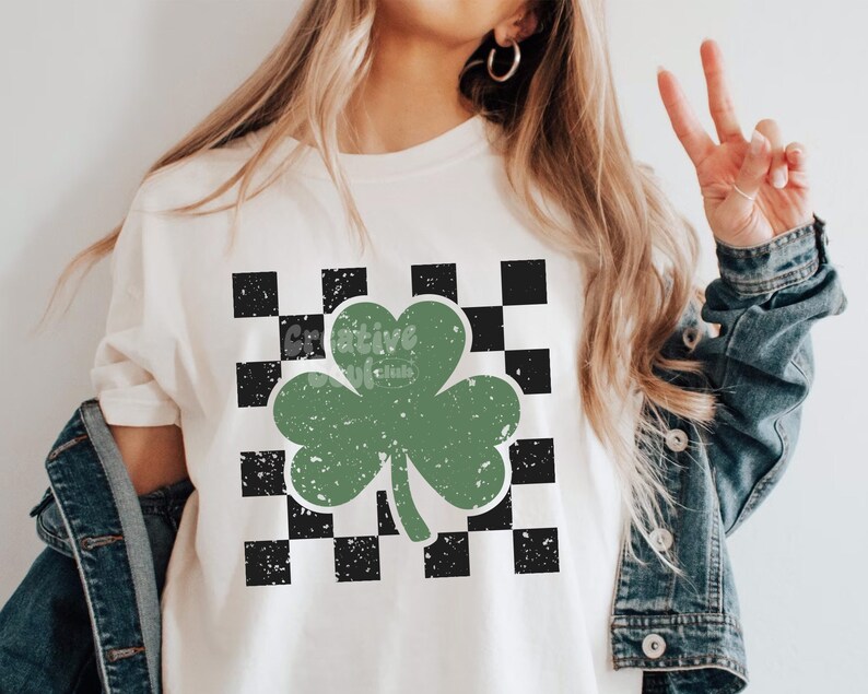 Clover PNG, Retro Shamrock PNG, Checkered Clover SVG, St. Patrick's Day ...