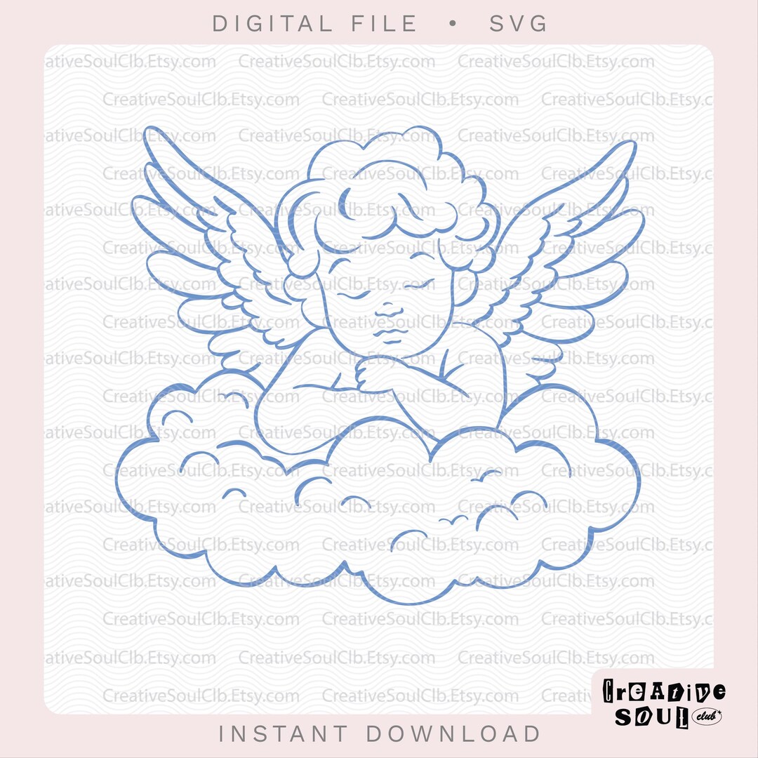 Cherub on a Cloud SVG, Angel SVG, on Cloud Nine SVG, Angel on a Cloud ...