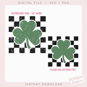 Clover PNG, Retro Shamrock PNG, Checkered Clover SVG, St. Patrick's Day ...