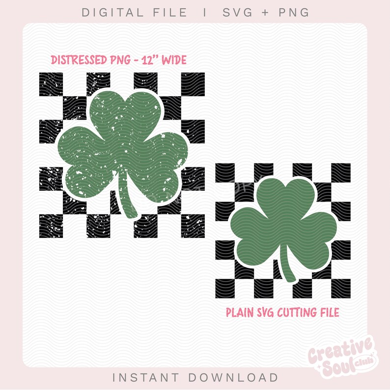 Clover PNG, Retro Shamrock PNG, Checkered Clover SVG, St. Patrick's Day ...