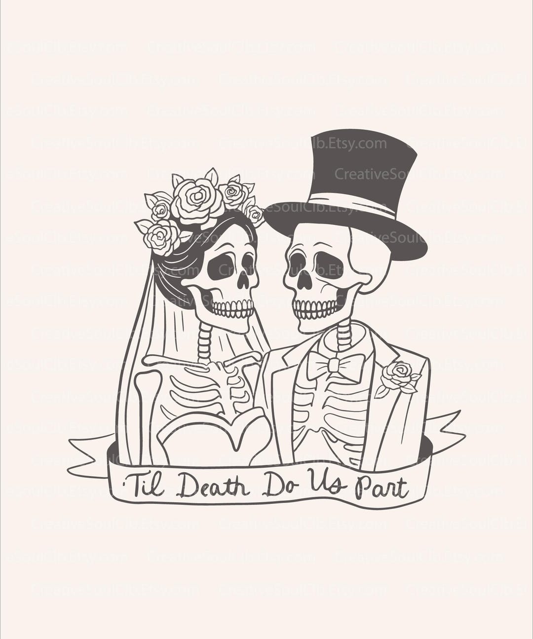Til Death Do Us Part SVG, PNG, Skeleton Couple Just Married, Groom and ...